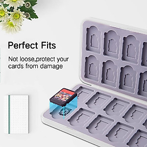 PERFECTSIGHT Cute Game Card Case for Nintendo Switch/Switch Lite/OLED, 24 Game Holder Cartridge Case for Game Cards and 24 SD Cards, Kawaii Portable Compact Storage Box (Poke)