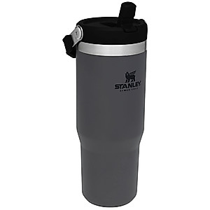 STANLEY IceFlow Stainless Steel Tumbler - Vacuum Insulated Water Bottle for Home, Office or Car Reusable Cup with Straw Leak Resistant Flip Cold for 12 Hours or Iced for 2 Days, Charcoal, 30OZ