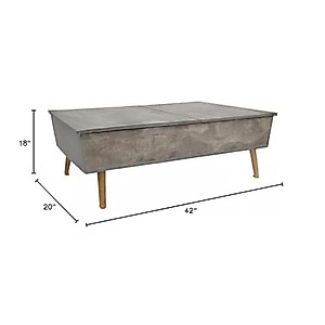 Aline Lift-Top Convertible Coffee Table with Wooden Legs (Gravel Grey)