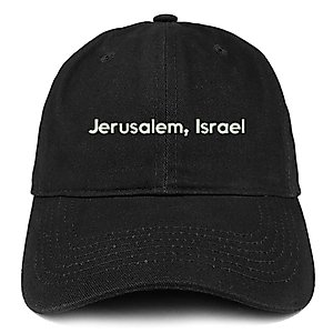 Trendy Apparel Shop Jerusalem Israel Embroidered Cotton Unstructured Dad Hat - Black