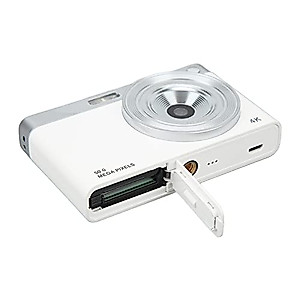 4K Digital Camera, 2.88In 50MP Pixels Mirrorless IPS HD Compact Camera, AF Autofocus 16X Zoom Camera with Built in LED Fill Light (White)