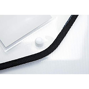 Plastic File Folder Poly Envelope Expanding File Wallet Document Folder with Snap Button Closure, Legal Size, 5 Pack Large Waterproof Accordion File Pouch (Transparent&Black)