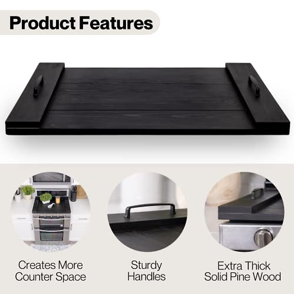 RELODECOR Noodle Board Stove Covers, Premium Stove Top Cover Board for Gas Stove Burner and Electric Range, Kitchen Sink Cover for Counter Space, Decorative Tray for Kitchen (Dark Walnut)