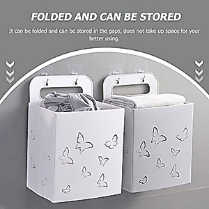Zerodeko Plastic Laundry Baskets Laundry Basket Foldable Clothes Storage Basket Laundry Cloth Hamper Sorter Wall Hanging Plastic Laundry Baskets for Home Bedroom White