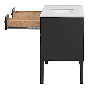 Spring Mill Cabinets Fordwin Bathroom Vanity with 1-Door Cabinet, 6 Drawers, Countertop with Undermount Sink, 43" W x 22" D 35.1" H, Shale Gray/Pulsar Top