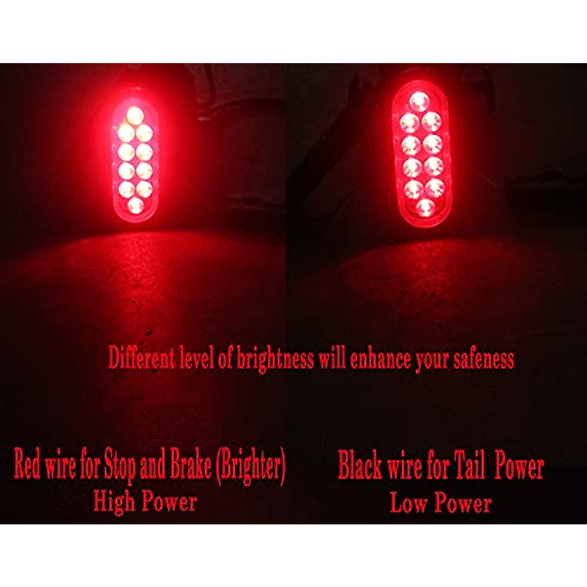 AUTOSMART 2PCS Red Oval Sealed LED Turn Signal and Parking Light Kit with Light, Grommet and Plug for Truck, Trailer (Turn, Stop, and Tail Light)