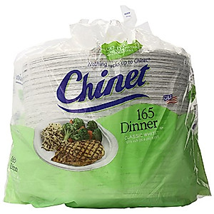 Chinet Classic White Paper Dinner Plates, 10 3/8 Inch, 165 Count, Whitish Brown (CHINET165DINER)