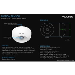 YoLink SpeakerHub & One Motion Sensor Smart Home and Security Kit – Audio Hub Plays Tones/Sounds, Spoken Messages, LoRa-Powered ¼ Mile Range, WiFi Required