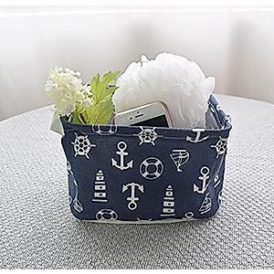 Lannu Nautical Fabric Storage Baskets Bins Cloth Collapsible Organizers Box Beach Anchor Nursery Toys Basket Shelves & Desks Pack 3