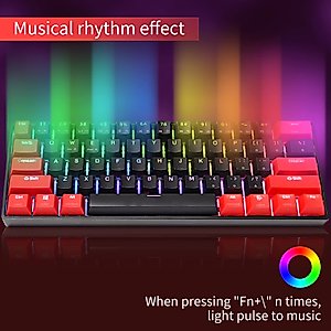 Ussixchare GK61 60% Mechanical Keyboard Hot Swappable RGB Led Gaming Keyboard Linear Red Switch for PC/Win/PS4/Xbox（Gateron Optical Red ）
