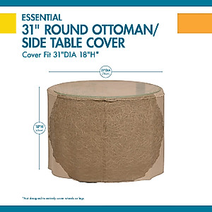 Duck Covers Essential Water-Resistant 31 Inch Round Ottoman/Side Table Cover, Outdoor Ottoman Cover