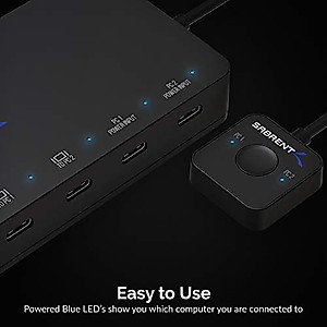 SABRENT KVM Switch, USB-C, 1-PC to 1-Display with 60 Watt Power Delivery (USB-KCPD)