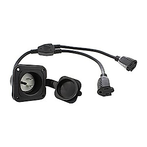 Dumble 3 Prong Y Splitter Cable Power Extension Cord - 15 AMP Flanged Inlet 2 Way Extension Cord Splitter for RV Install