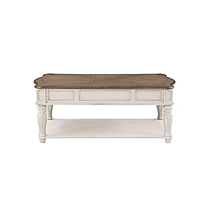 Acme Florian Wooden Coffee Table with Lift Top in Oak and Antique White