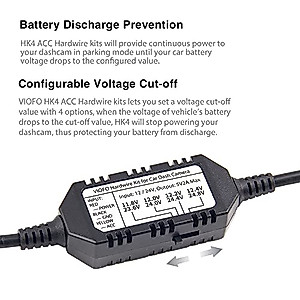 VIOFO HK4 Acc Hardwire Kit, USB-C Hard Wire Kit for T130, A139Pro, WM1, A229Duo, A119MINI Dash Cam, Low Voltage Protection for Parking Mode