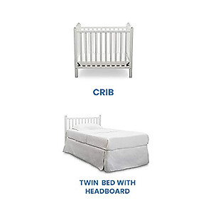 Delta Children Emery Mini Convertible Baby Crib with 2.75-inch Mattress, Bianca White