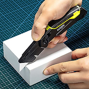 KATA 2-PACK Folding Utility Knife, Heavy Duty Box Cutter for Cartons, Cardboard and Boxes, Extra 10 Blades Included, Blade Storage Design, Quick Change Blades
