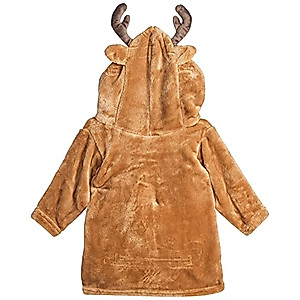 Hudson Baby Unisex Baby Plush Animal Face Bathrobe, Boy Reindeer, 0-9 Months