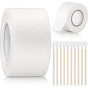 1 Inch x 30 Feet Ear Tape for Dogs and 4 Inch Bamboo Buds Non Woven Dog Ear Forms Cotton Dog Ear Swabs Self Adhesive Doberman Ear Support Bamboo Handle Ear Buds for Dogs Dog Ear Care Kit for Cat Dog