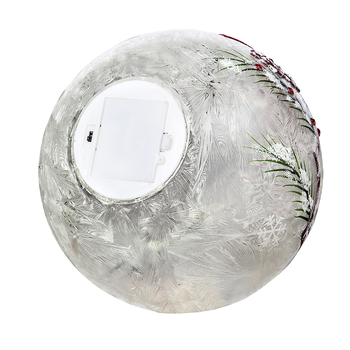 Cypress Home Beautiful Pine Cones and Cardinal Hand Painted Glass LED Globe Table Décor, Set of 2-7 x 7 x 7 Inches Indoor/Outdoor Decoration for Homes, Yards and Gardens