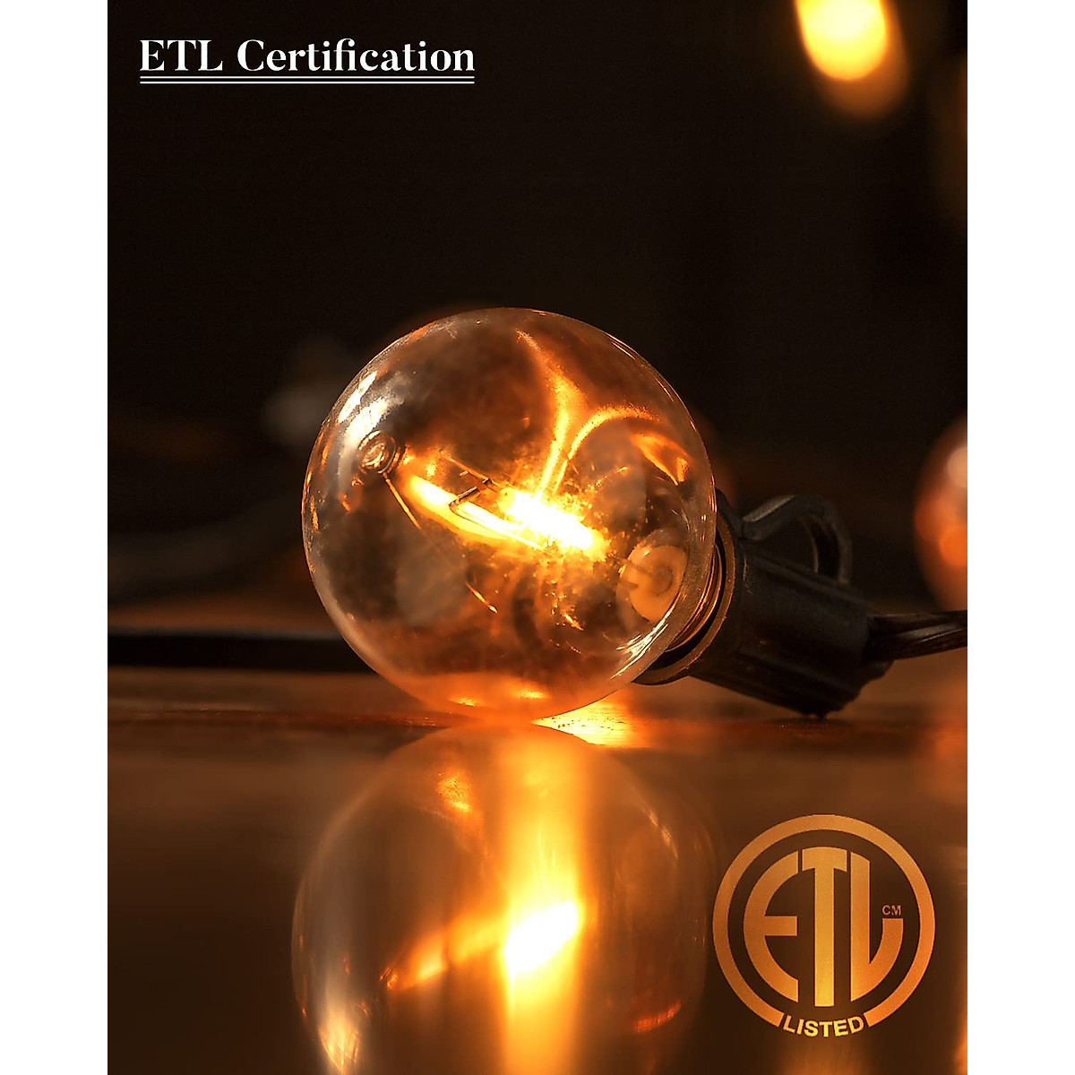 Lightdot 100Feet Outdoor String Lights for Patio, LED G40 Bistro Light 2700K with 34 Edison Shatterproof Bulbs(2 Spare), Commercial Waterproof Backyard Hanging Light for Backyard Party