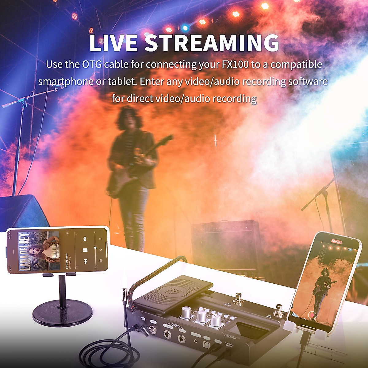 FLAMMA FX100 Guitar Multi-effects Pedal with 55 Amp Models 151 Built-in Effects 80' Looper 40 Drum Machine 10 3rd Party IR Slots Headphone OTG for Home Practice Performance Live Streaming