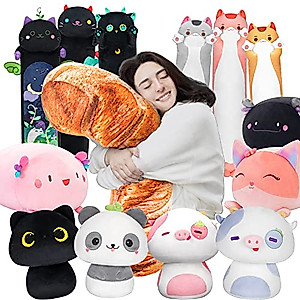 Mewaii 3D Simulation Bread Plush Pillow, Soft Butter Toast Bread Kids Body Pillow Lumbar Baguette Back Cushion, Bread Food Shape Pillow Stuffed Toys Gift for Girls Boys (36 Inches)