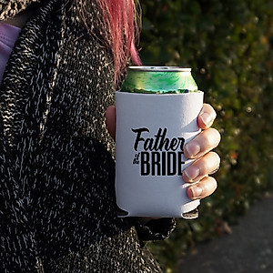 Father of the Bride Wedding Can Cooler - Drink Sleeve Hugger Collapsible Insulator - Beverage Insulated Holder