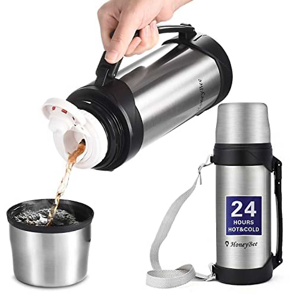 Vacuum Insulated Bottle Coffee Thermos,41 Ounce,Thermos for Hot Drinks,Keep Liquid Hot or Cold 24 Hours,Thermos & Perfect Size Cleaning Brush,Portable,Bpa-Free Termos Para Cafe
