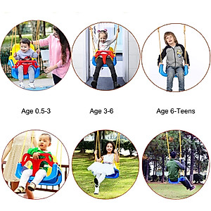 Yangogle 3-in-1 Toddler Swing Seat, Baby Swing Outdoor, Anti-Flip Snug & Secure Detachable Infants to Teens Kids Swing Seat for Indoor Outdoor Playground