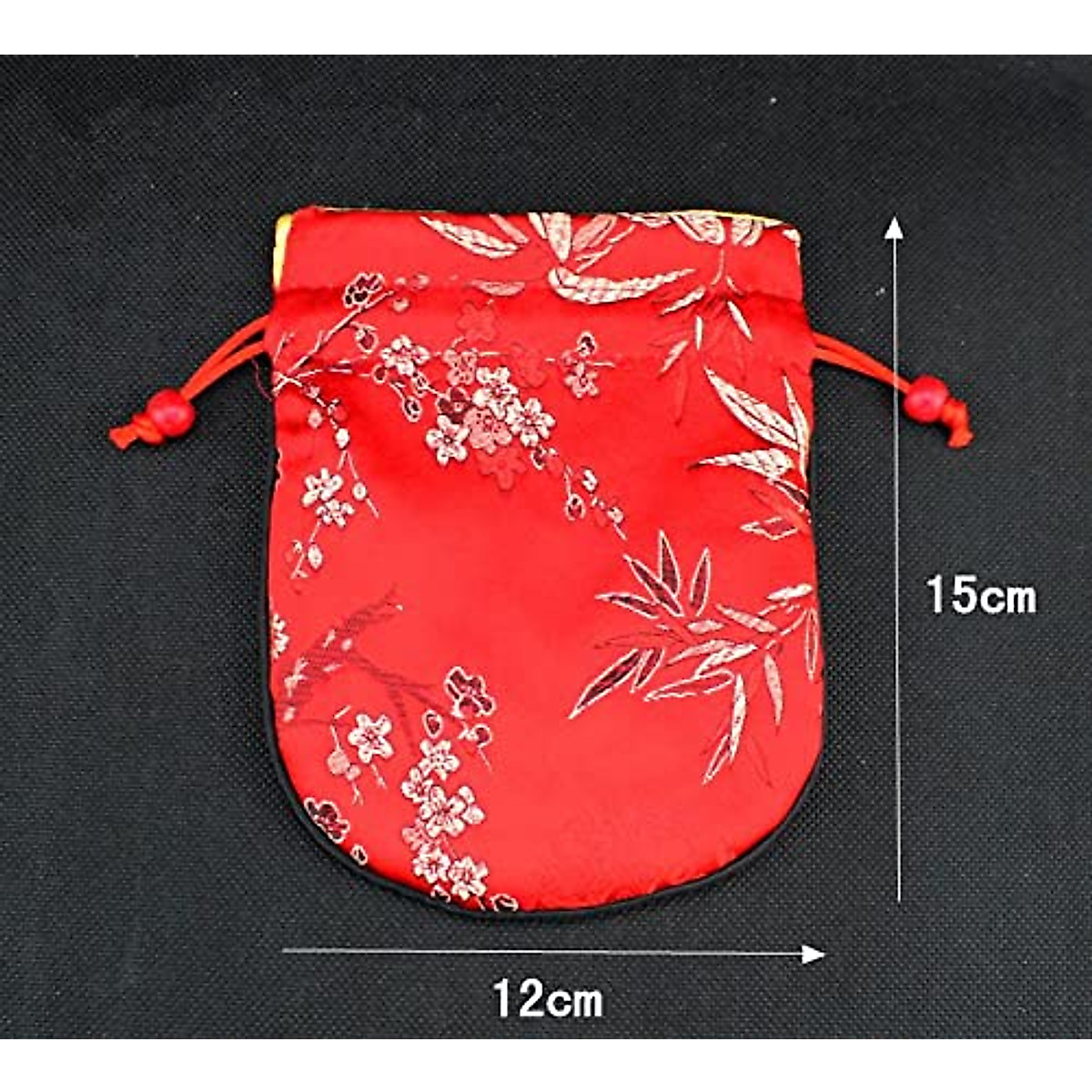 Cotton Filled Drawstring Small Bags for Jewelry Gift Pouch Packaging Chinese Silk Brocade Jewelry Pouch Thicken Luxury Jewellery Storage Bag (50, Mixed Color)