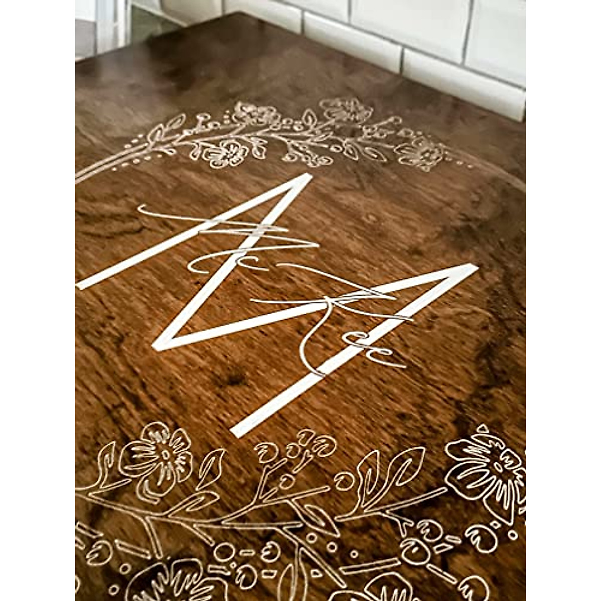 Josephine Thomas Home Personalized Noodle Board, Large Initial + Last Name, Stove Cover, Cooktop Cover, Warm Brown