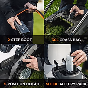 Litheli Cordless Lawn Mower 13 Inch, 5 Heights Adjustment, U20 Series 20V Electric Lawn Mowers for Garden, Yard and Farm, Light-Weight with Brushless Motor, 4.0Ah Portable Battery Included