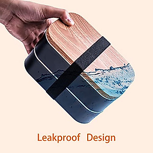 Uybieef Bento Box Adult Lunch Box with lunch bag,Japanese Lunch Box Containers for Adult,Bento lunch Box with Leakproof 54OZ Black