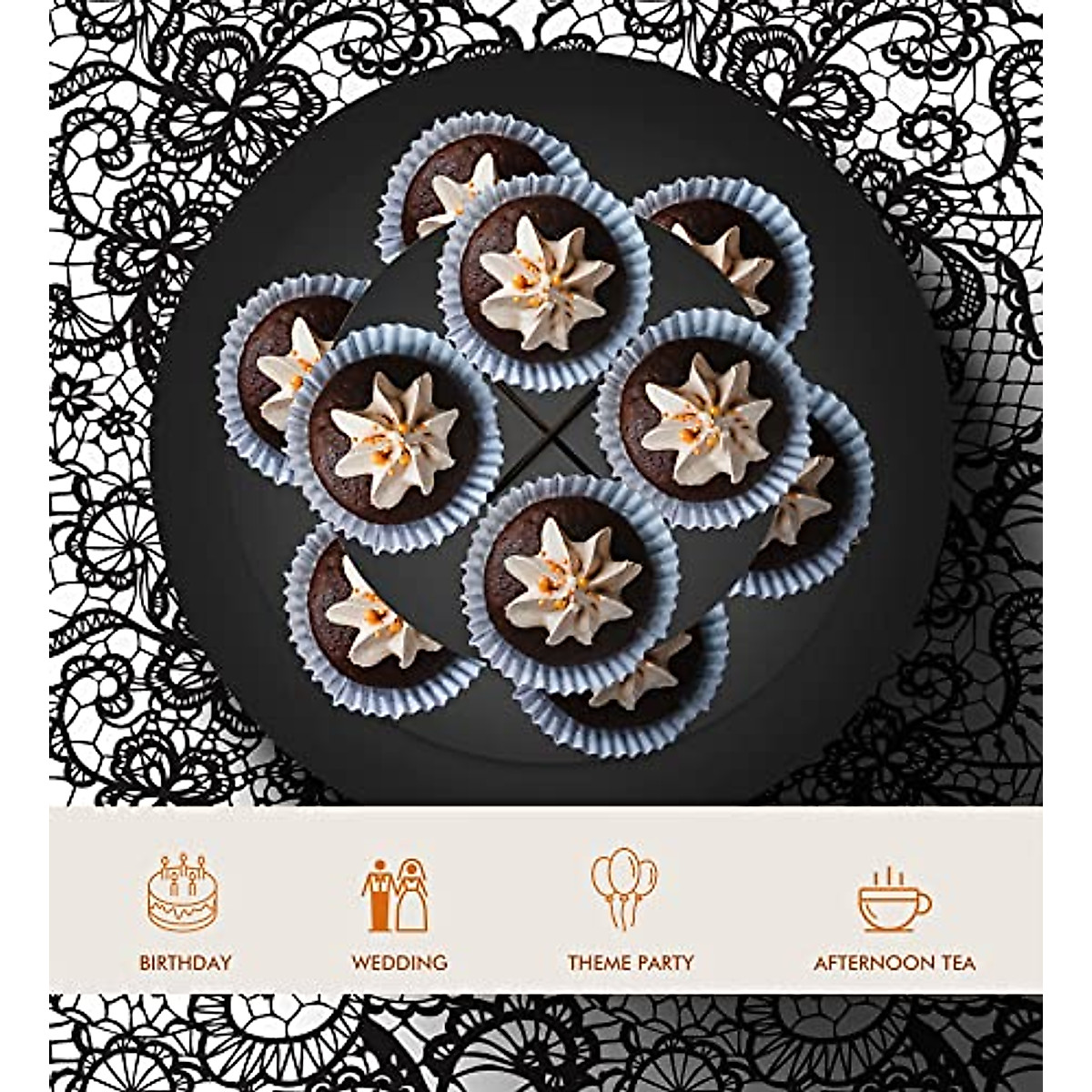 2 Pack Cupcake Stand Tower, BLISSUR Black 3 Tier Cupcake Stand, Cardboard Dessert Cupcake Stand Holder for Parties, Tiered Cupcake Stand (Black)