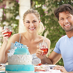 Stemless Wine Glass Rose Gold Birthday Wine Glass Present Anniversary Glasses for Man Women Birthday Party Wedding Anniversary Decorations, 17 oz (21 and Fabulous)