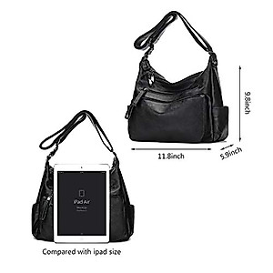 Artwell Fashion Crossbody Bag for Women Shoulder Bag Soft PU Leather Handbags Purses Multi Pocket Hobo Tote Bag (Black)