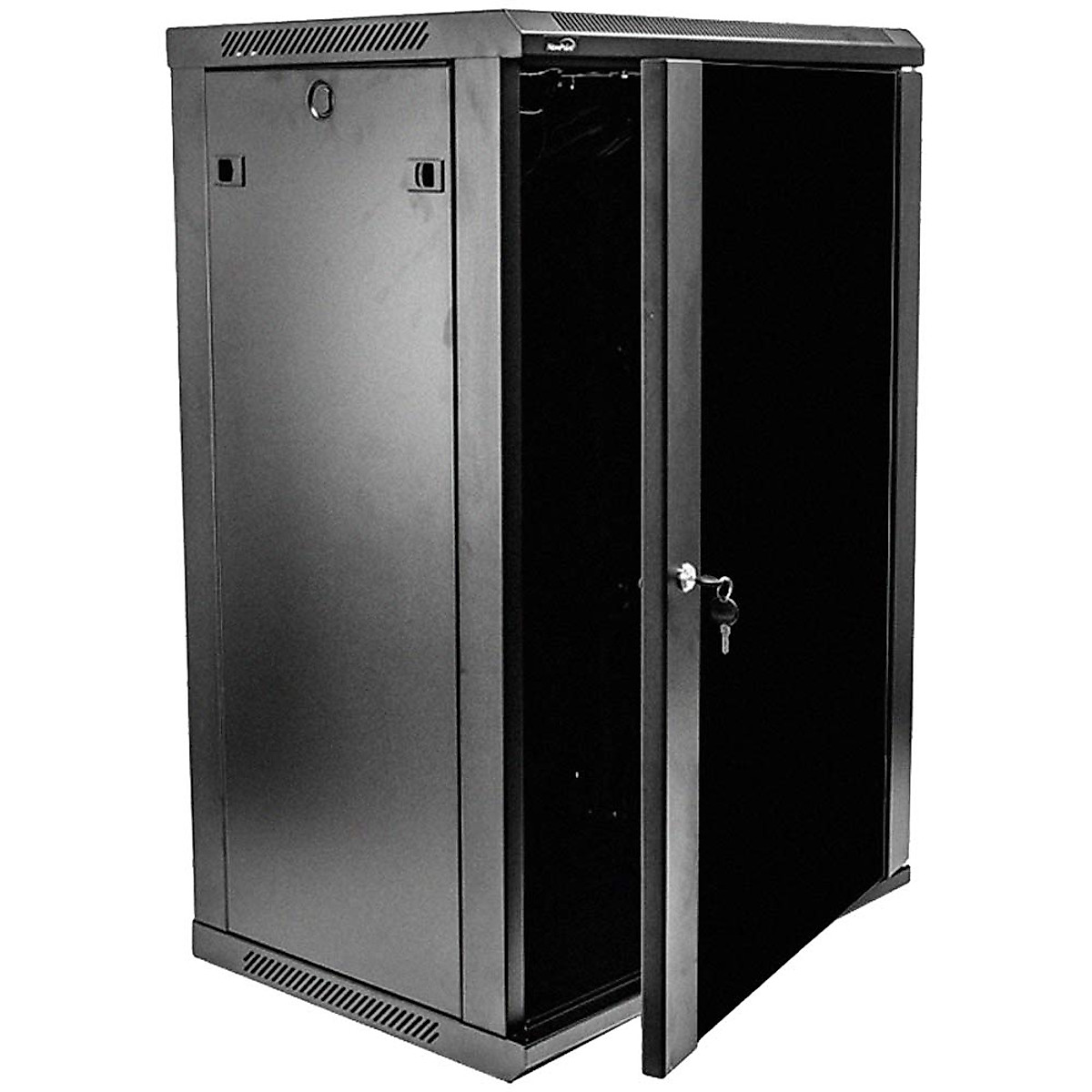 NavePoint 18U Deluxe IT Wallmount Cabinet Enclosure 19-Inch Server Network Rack with Locking Glass Door 16-Inches Deep Black with Shelves