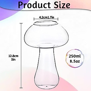 SuproBarware Mushroom Glasses Mushroom Cocktail Glass Cup (Transparent2B)