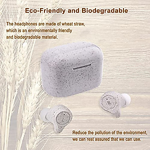 Wireless Earbuds Bluetooth Headphones Built-in Microphone with Support Wireless Charging Case, Wheat Straw in-Ear TWS Earphones with Stereo and Bass, for iPhone, Android，PC (TO6)