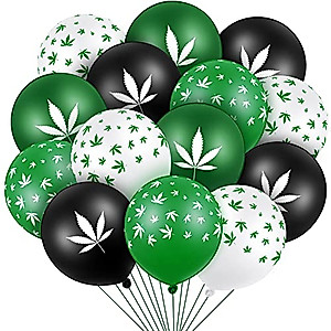 48 Pieces Weed Balloons Pot Leaf Balloons Weed Decor Leaf Print Balloons Themed Gifts for Hawaii Style Tropical Party Supplies Decorations
