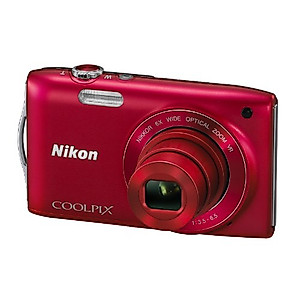 Nikon COOLPIX S3300 16 MP Digital Camera with 6x Zoom NIKKOR Glass Lens and 2.7-inch LCD (Red)