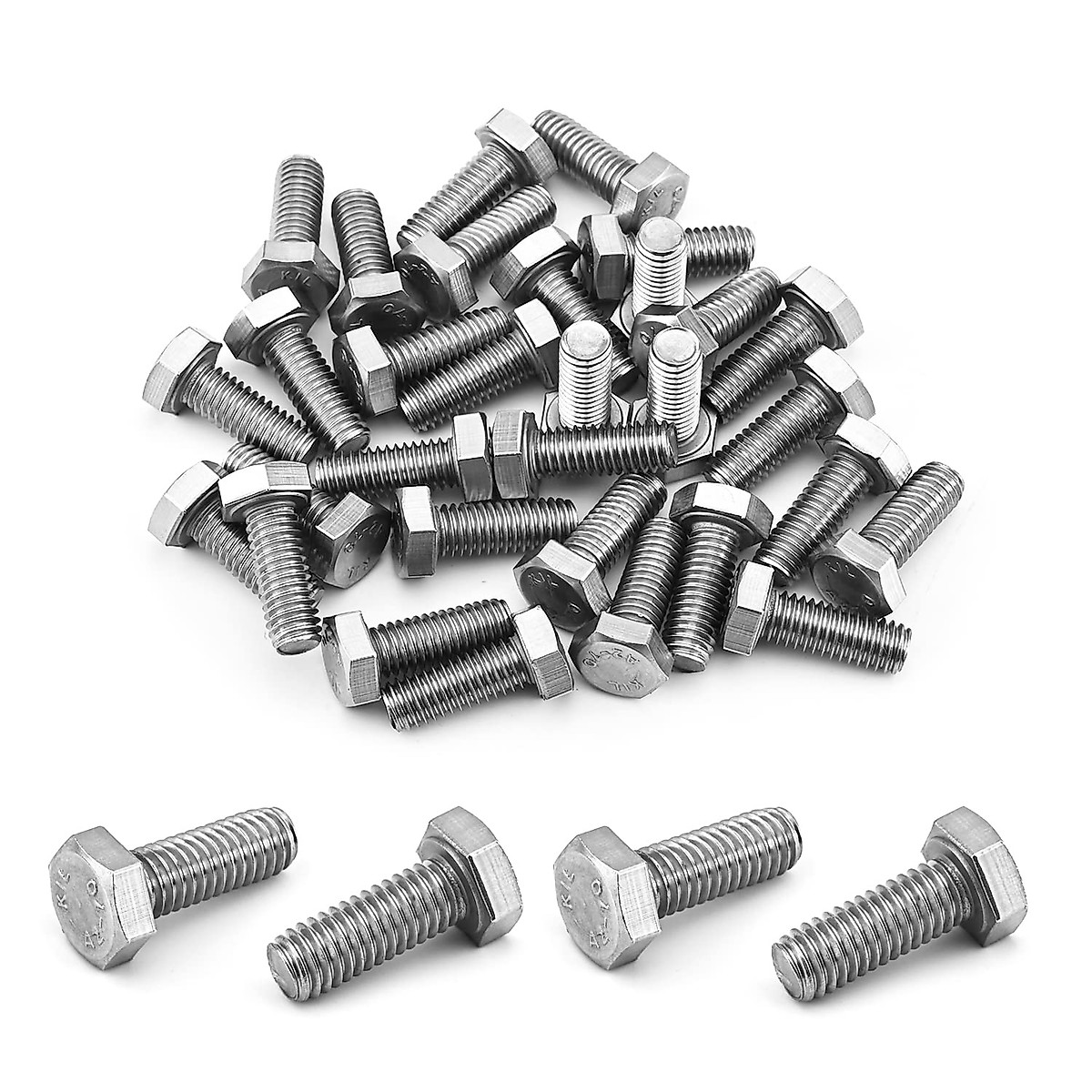 MroMax 30Pcs M6 x 16mm Hex Head Screws Bolts, 304 Stainless Steel 18-8, Fully Threaded, External Hex Drive, for Mounting Chair, Handles, Rail, Pump, Wheels, Antenna Parts, Boat and Plastic Bumpers