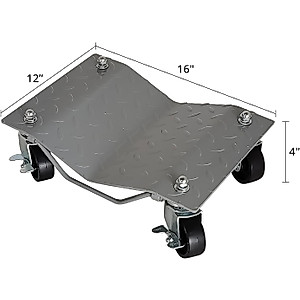 2 Pack Silve 6"x12" Car Wheel Dolly 3000 lbs Load Capacity, Heavy Duty Carbon Steel, Antiskid Plate, 360 Degree Rotatable Wheels Car Dolly (2)