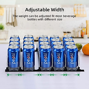 Soda Can Organizer for Refrigerator, YISUN Self-Pushing Drink Organizer for Fridge, Width Adjustable Beverage Dispenser, Beer Pop Water Bottle Storage for Kitchen Pantry (12.2inch, 5 Rows)