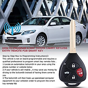 Car Remote Key Fob Replacement fits for Toyota Camry 2007-2010/ Corolla 2009-2010 Vehicles That Use HYQ12BBY with 4D67 Chip (1 PCS)