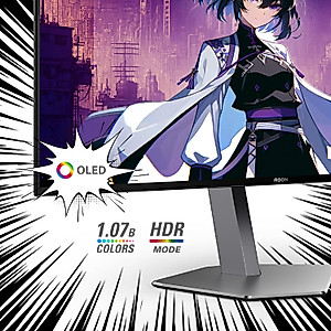 AOC Agon PRO AG276QZD 27" OLED Tournament Gaming Monitor 2560x1440, 240Hz 0.03ms, G-SYNC, PS5 Xbox Switch Compatible, Glossy, Black