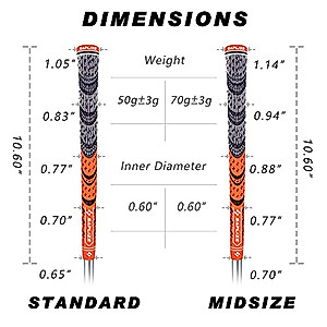 SAPLIZE Multi Compound Golf Grips, Deluxe Kit(13 Grips with Solvent Kit), Hybrid Golf Club Grips, Fluorescent Orange CL03S Series