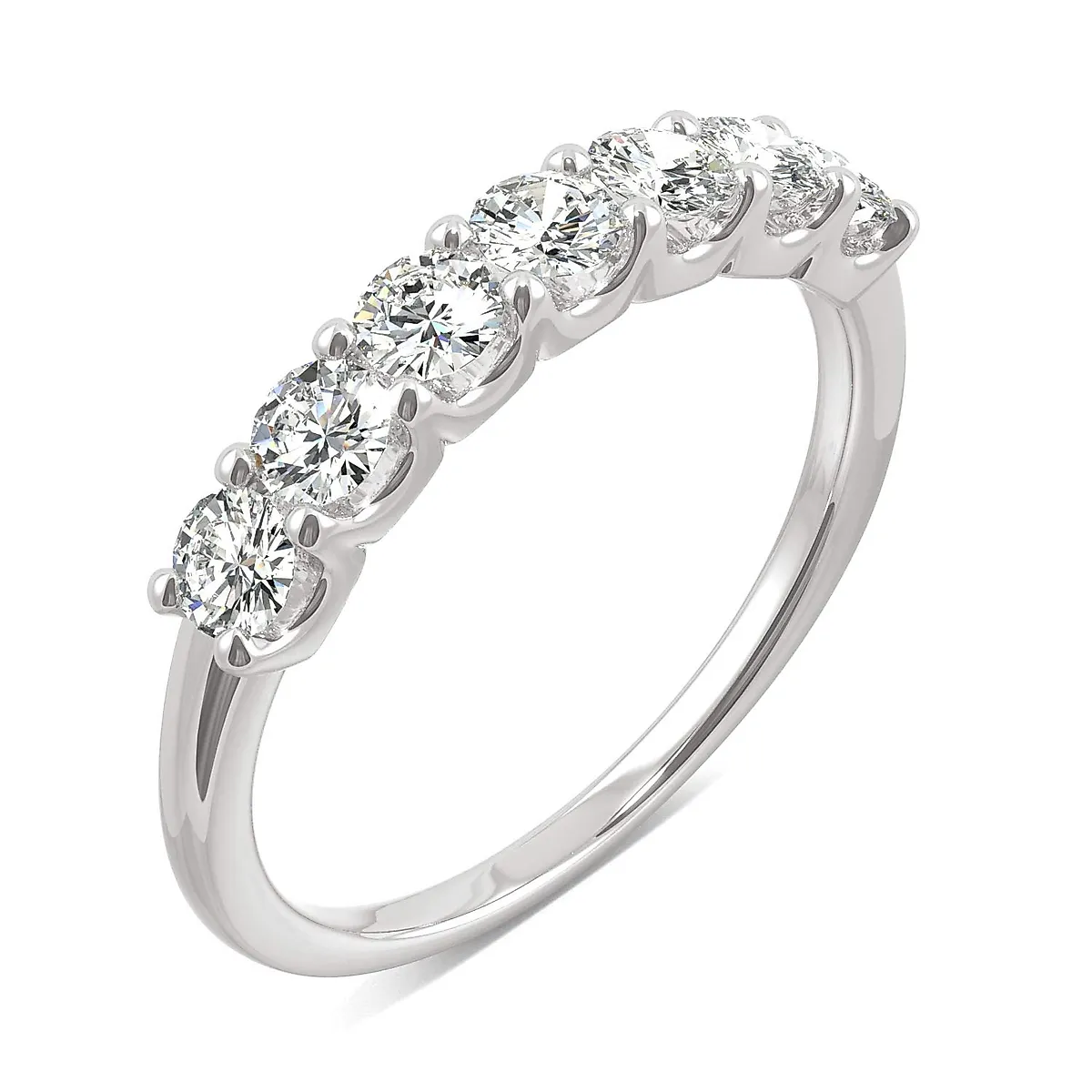 14K White Gold Moissanite by Charles & Colvard 3mm Round Wedding Band-size 6 0.70cttw DEW