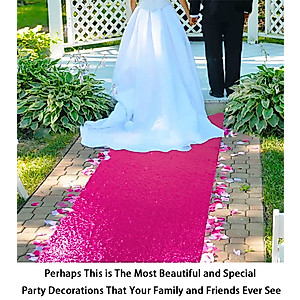 ShinyBeauty 4FTx15FT-Sequin Aisle Runner-Fuchsia Sparkly Carpet Runner for Wedding/Christmas/Thanksgiving Decor